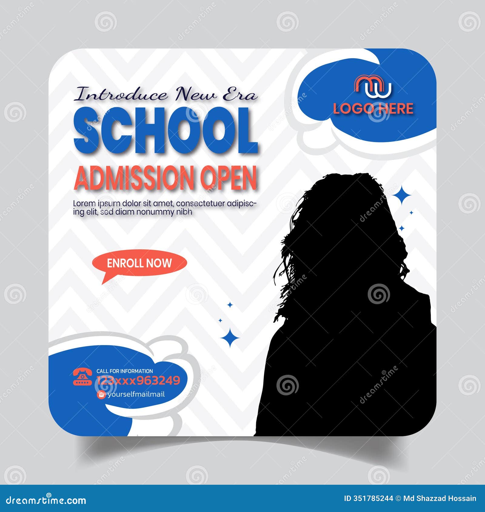School Admission Social Media Post Vector With Yellow And Dark Colors ...