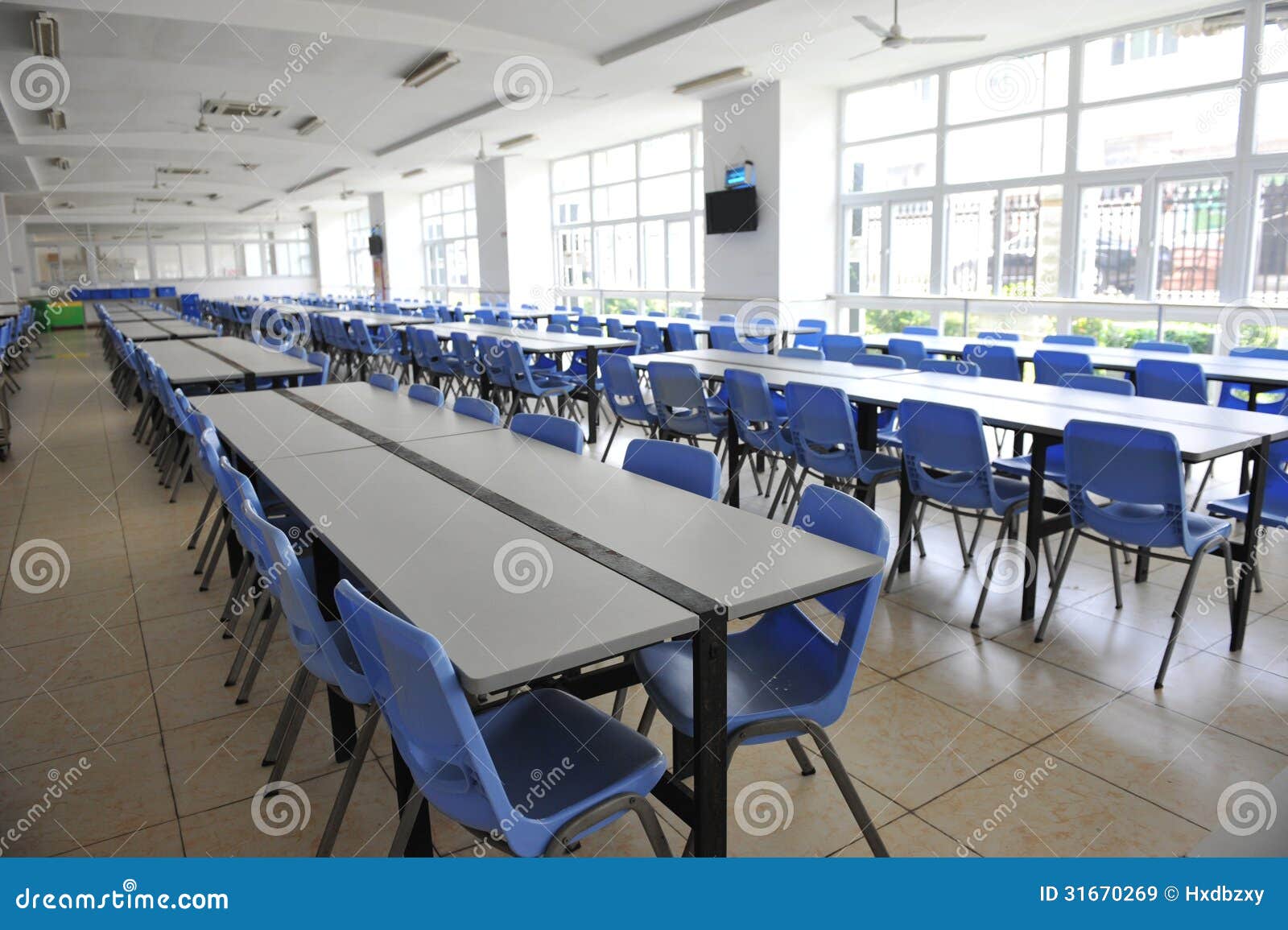 Clean school cafeteria stock image. Image of lunchtime - 31670269