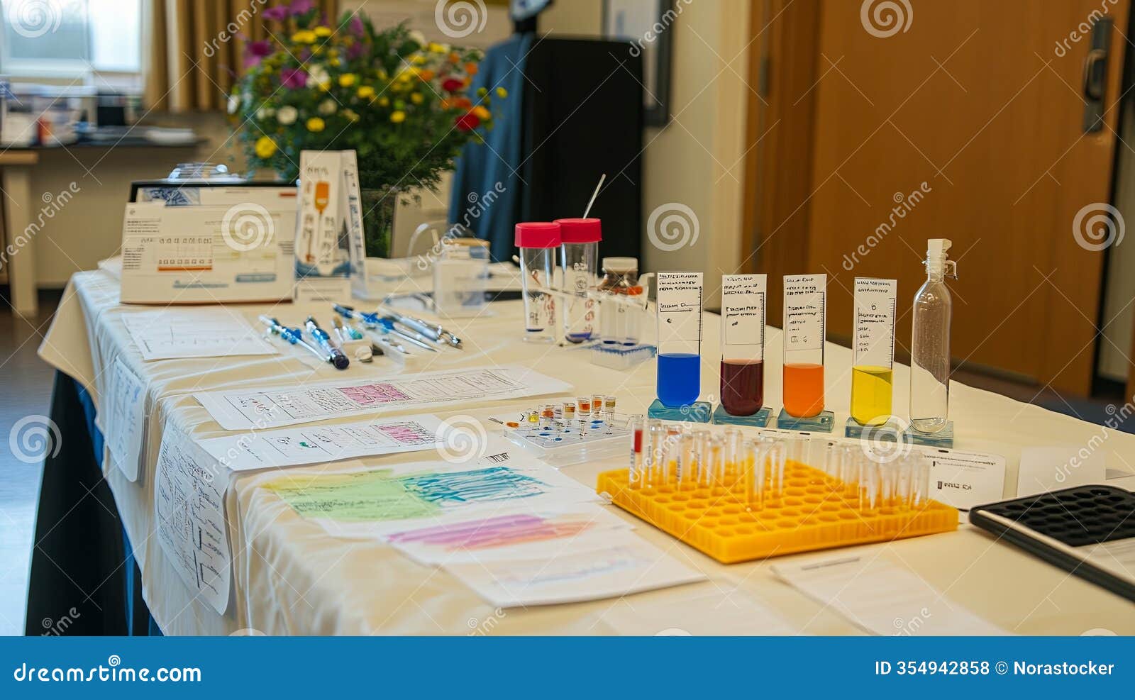 A Clean Science Fair Table with Neatly Labeled Experiments and Data ...
