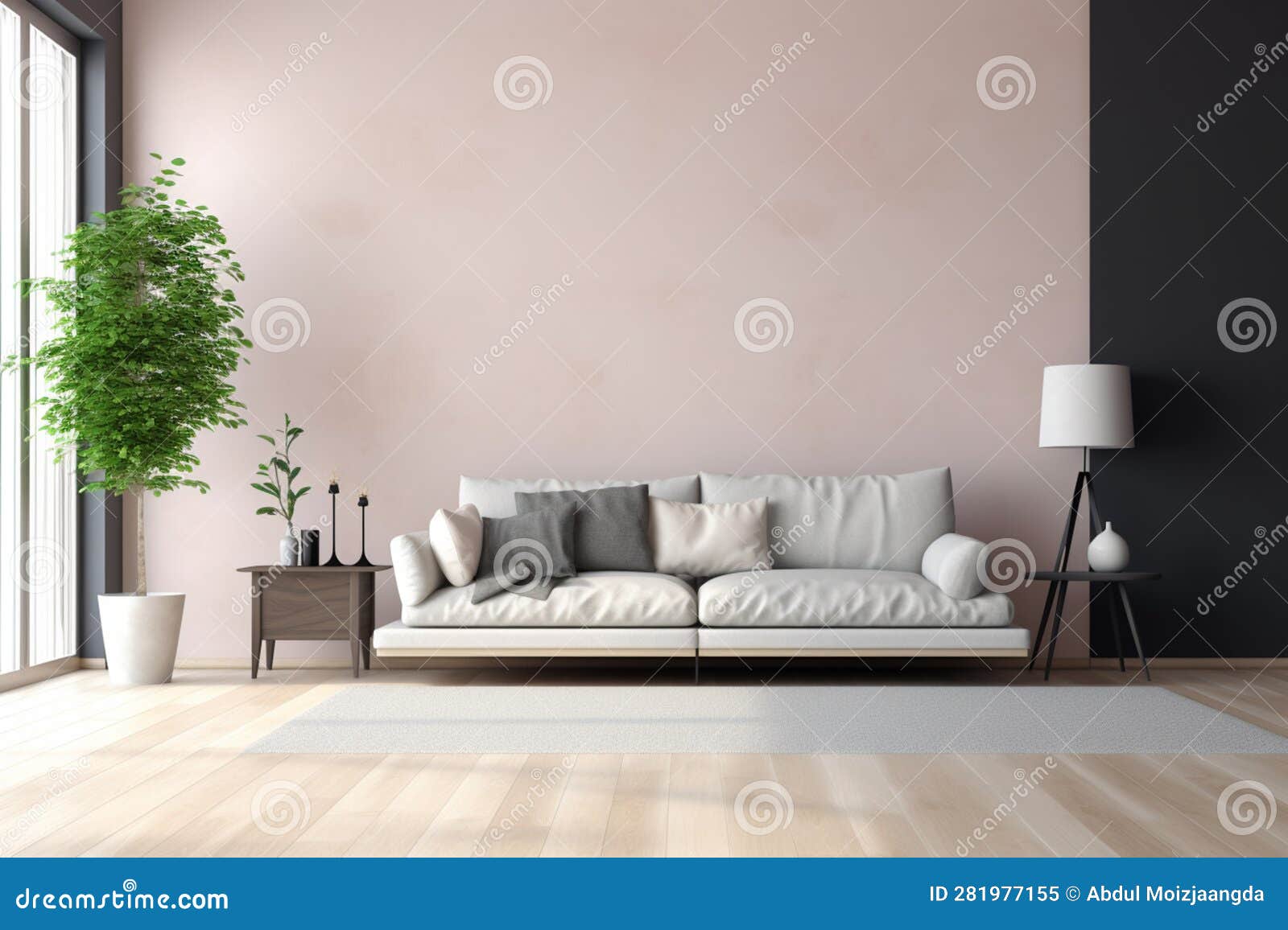 Clean and Serene Living Room with Minimalist Decor Stock Illustration ...