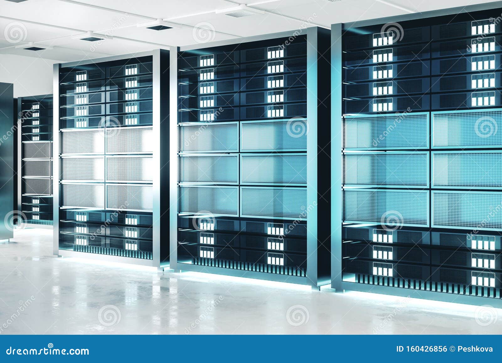 Clean Server Room Background Stock Illustration - Illustration of host ...