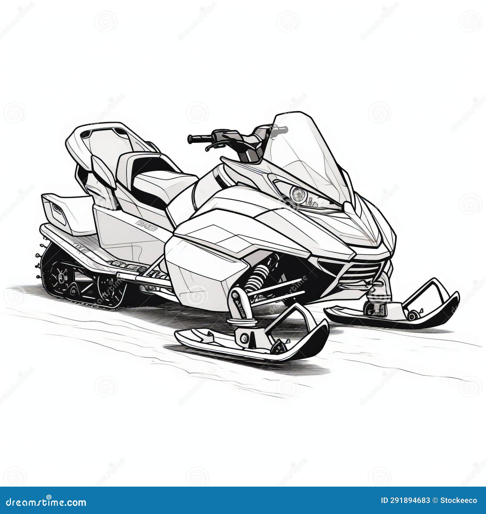 Adventurecore Snowmobile Coloring Pages With Realistic Detail Royalty ...