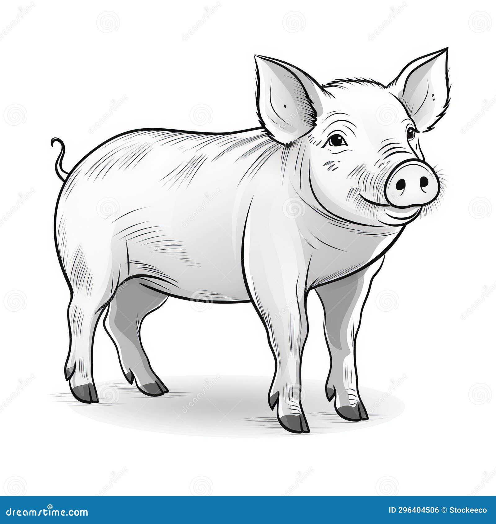 Clean and Sharp Inking: Little Pig Drawing in Otwayne Style Stock ...