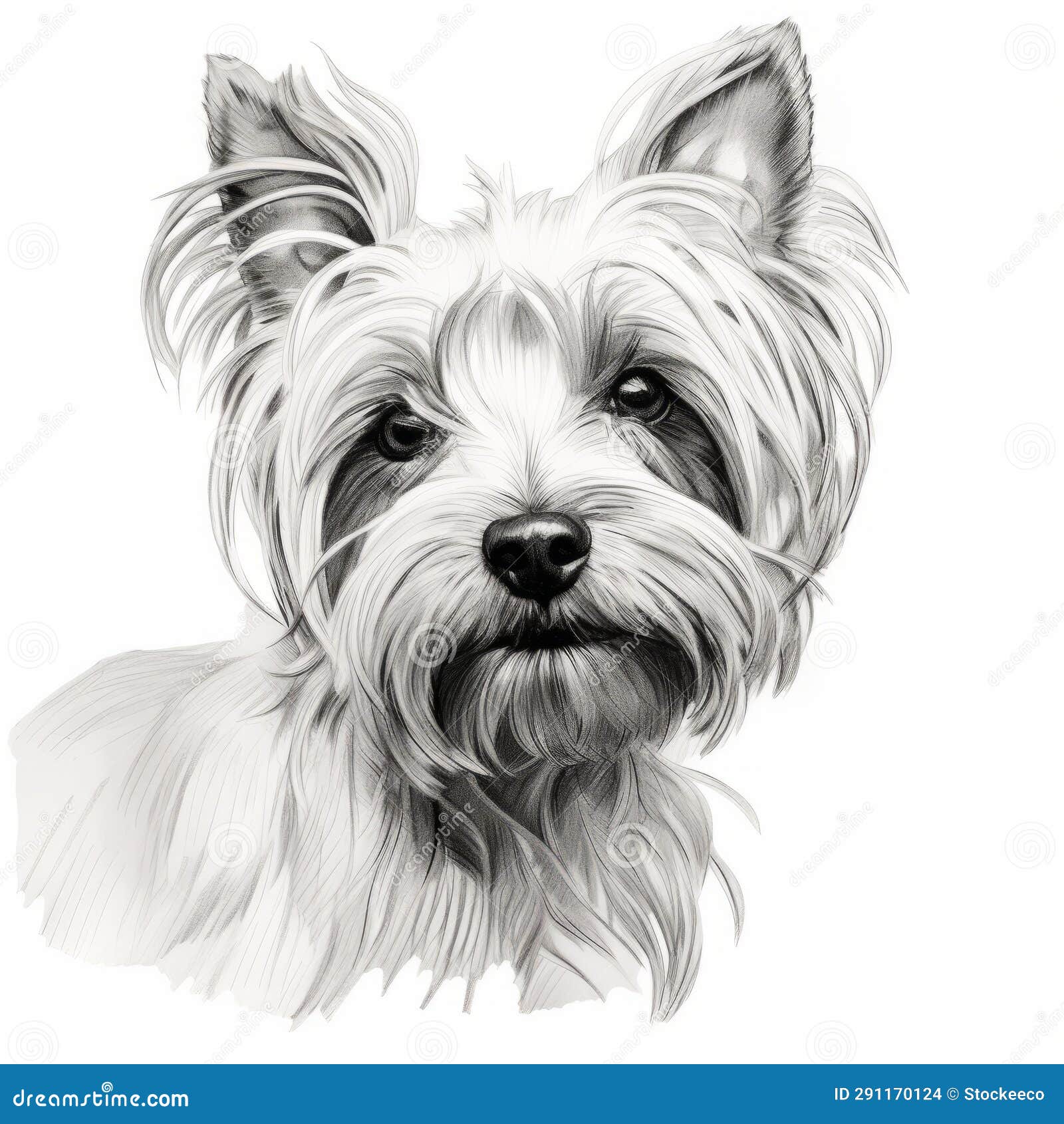 Clean and Sharp Line Drawing of a Yorkshire Terrier Stock Illustration ...