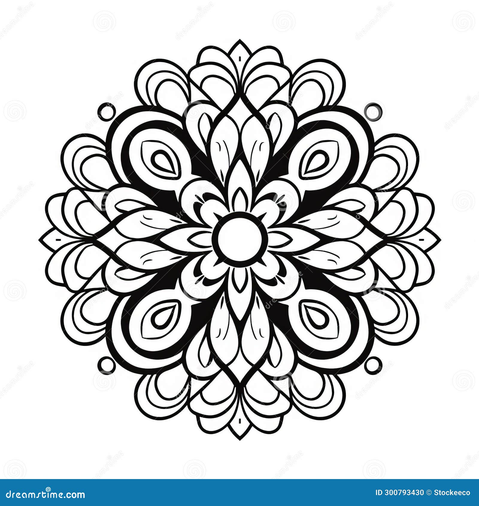 Clean and Sharp Mandala Design with Detailed Feather Rendering Stock ...