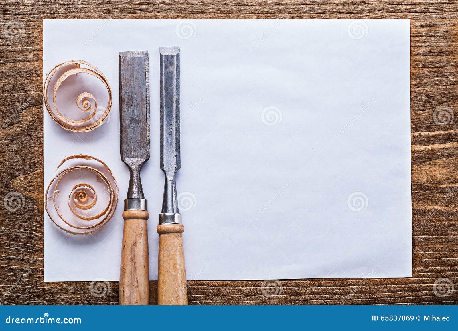 Clean Sheet of Paper Planning Chips Flat Chisels Construction Co Stock ...