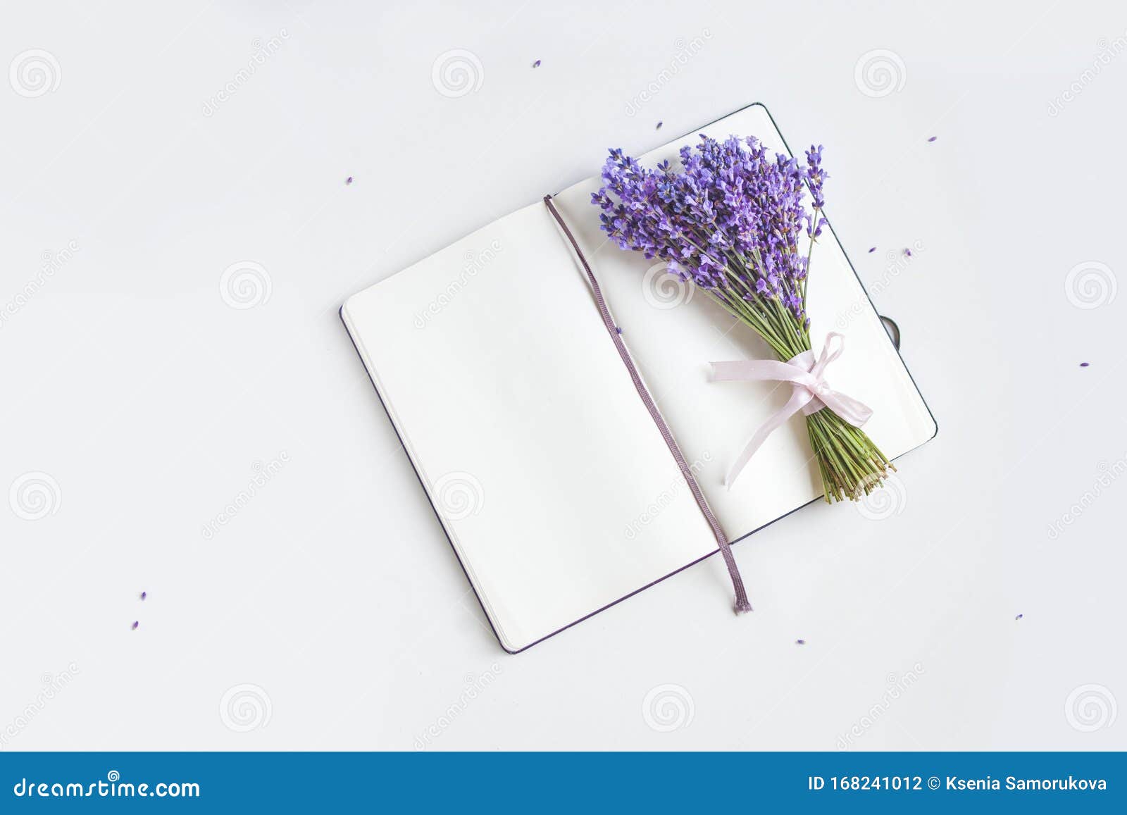Notepad with Lavander Flowers Bouquet Stock Photo - Image of bouquet ...
