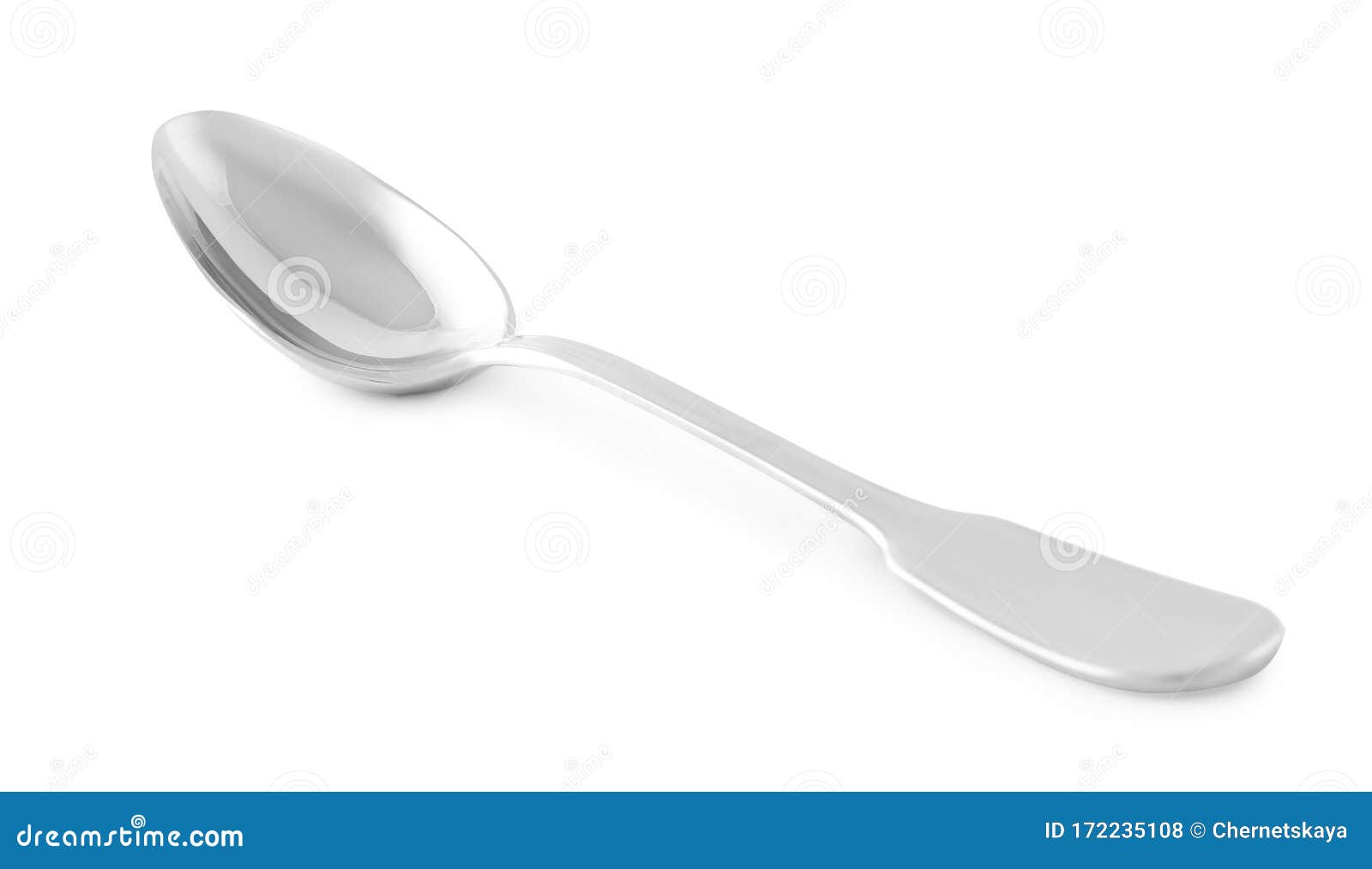 Clean Shiny Metal Spoon Isolated on White Stock Photo - Image of dish ...