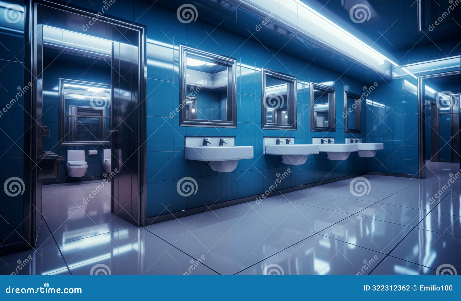 Clean and Shiny Public Toilet, Generated Ai Stock Illustration ...