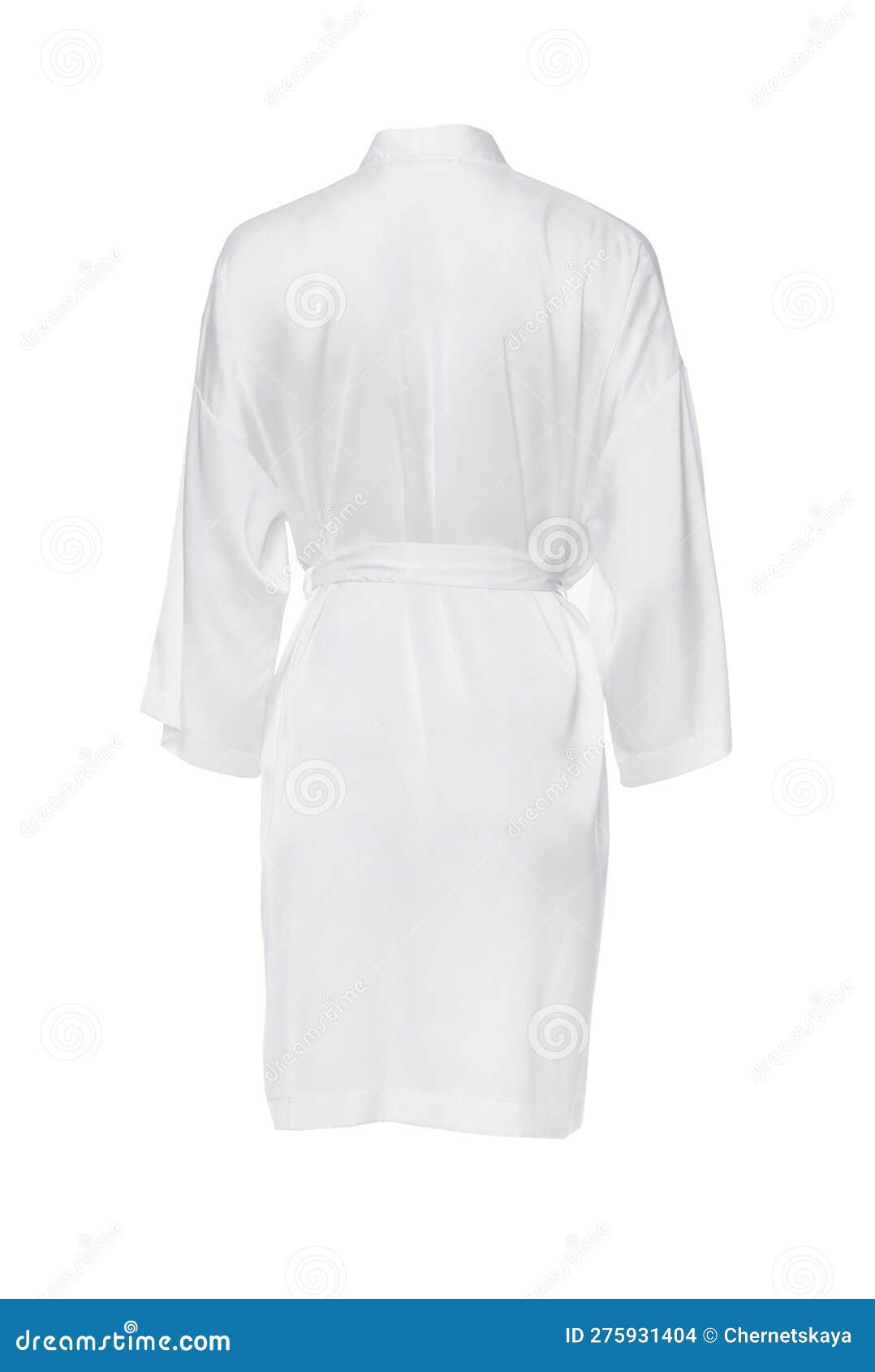 Clean Silk Bathrobe with Belt Isolated on White, Back View Stock Photo ...