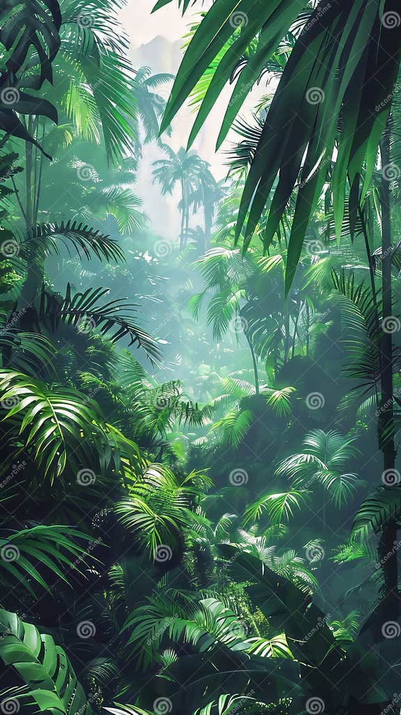 Clean, Simple Depiction of Rainforest. Stock Illustration ...