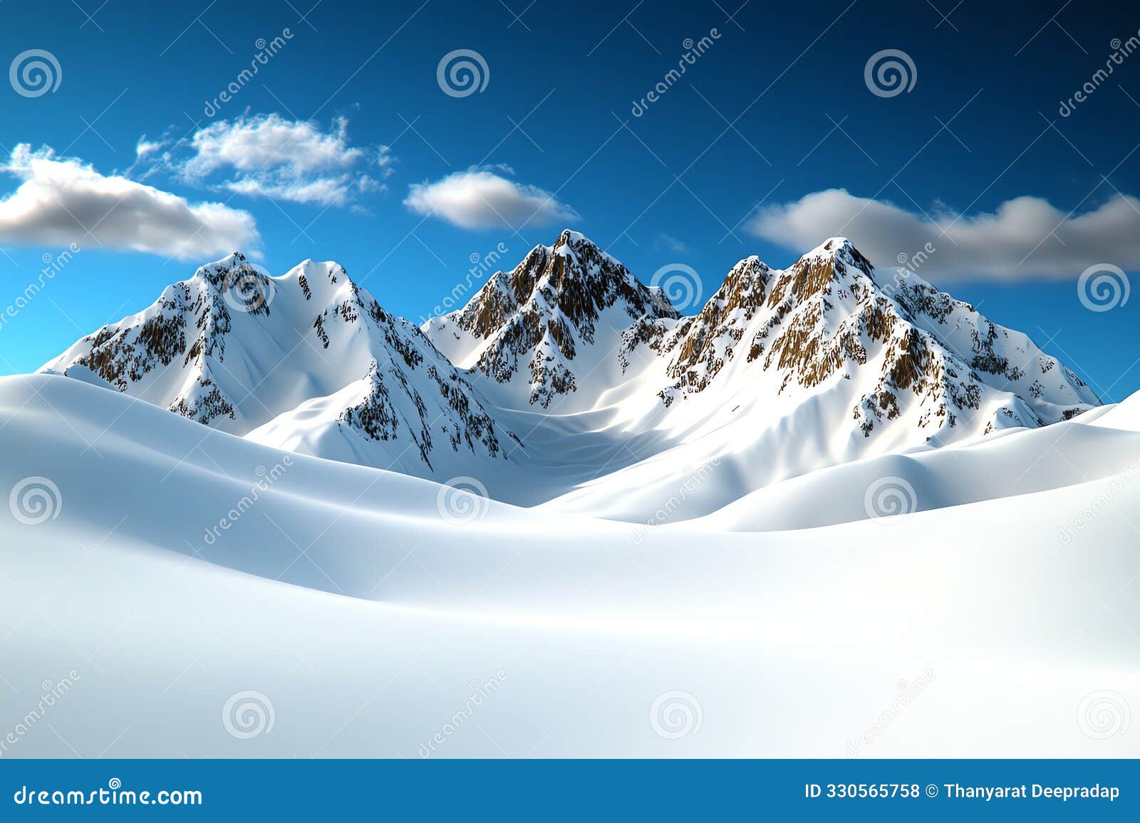 A Clean, Simple Design of Snow-covered Mountains, with only the Peaks ...