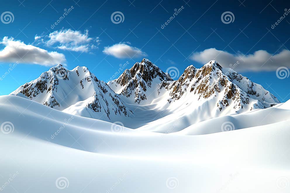 A Clean, Simple Design of Snow-covered Mountains, with only the Peaks ...