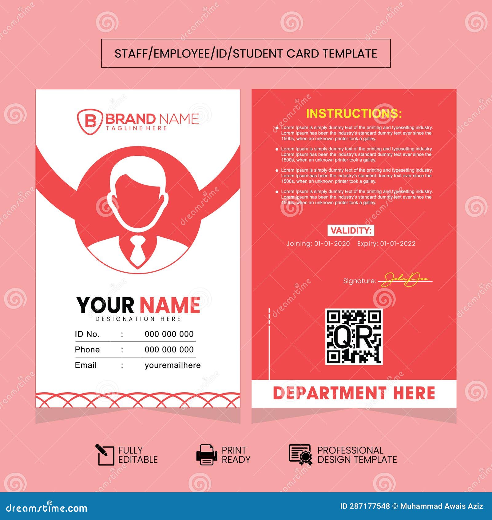 Clean and Simple ID Card Design Template. Simple Business ID Card Design Template, Clean and ...