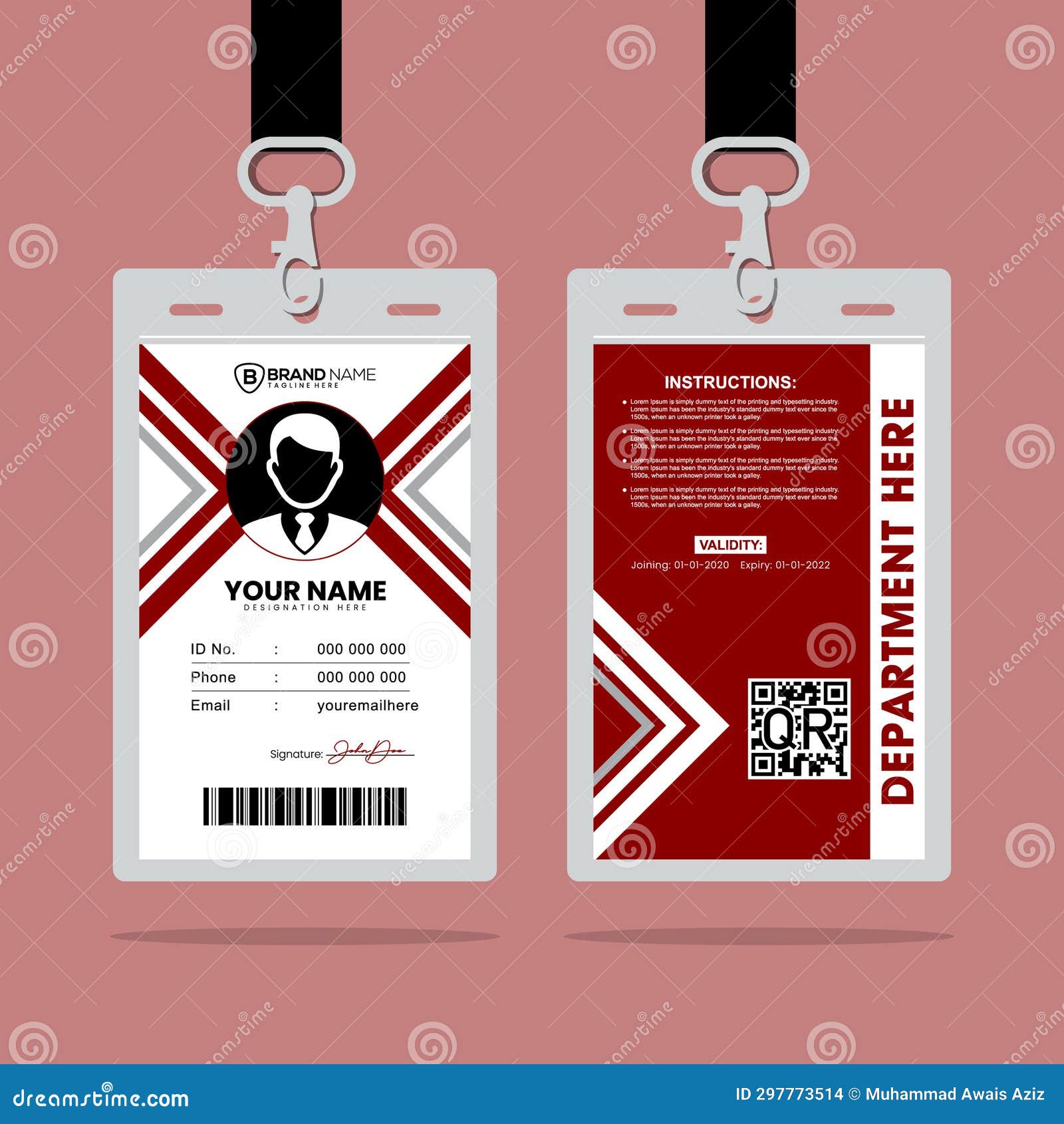 Clean and Simple ID Card Design Template Stock Vector - Illustration of ...