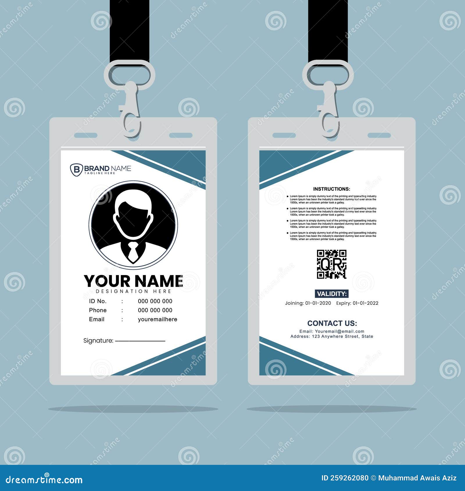 Clean and Simple ID Card Design Template. Simple Business Staff Card ...