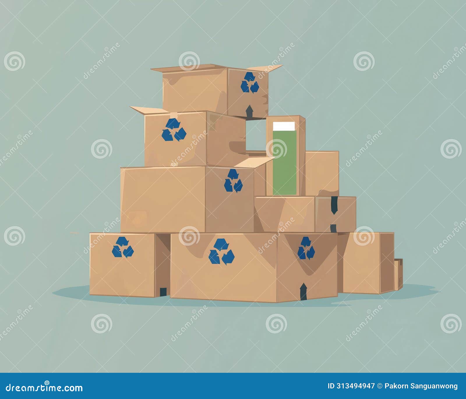 Clean, Simple Illustration of a Stack of Boxes Ready for Recycling ...