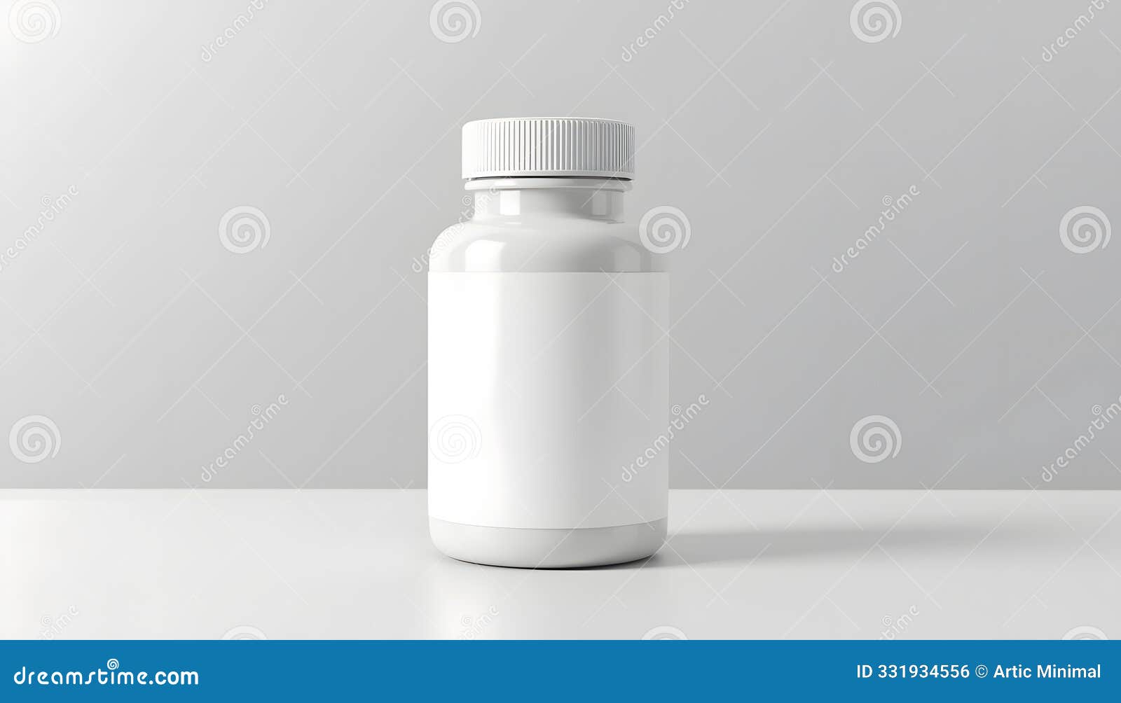 Empty White Pill Container Mockup on Plain White Surface Stock ...