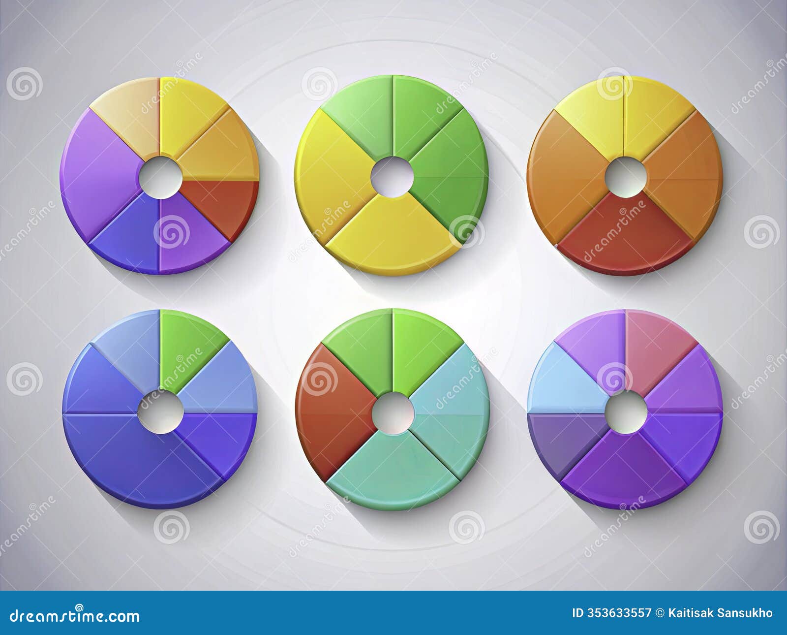 Clean Simple Pie Chart Diagrams a Versatile Set for Data Visualization ...
