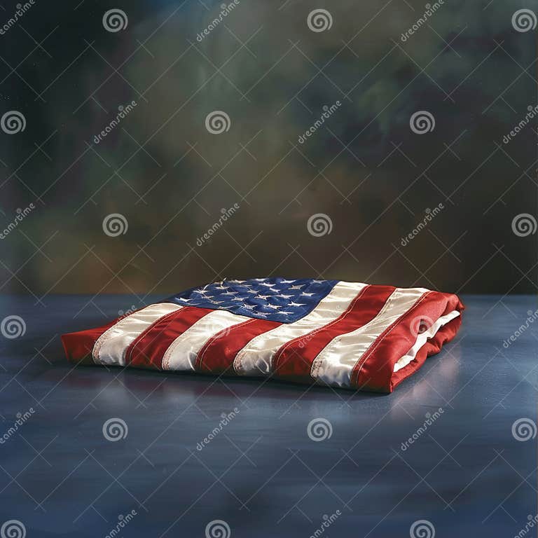 Clean and Simple Representation of a Folded Flag on a Table. Stock ...