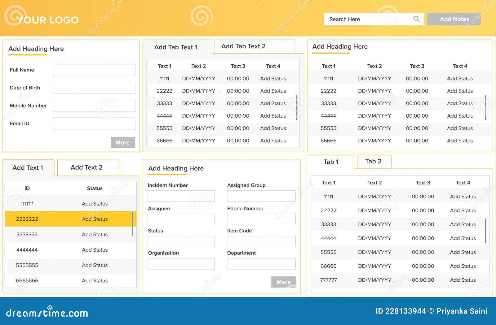Clean and Simple User Admin Panel Dashboard Template Stock Vector ...