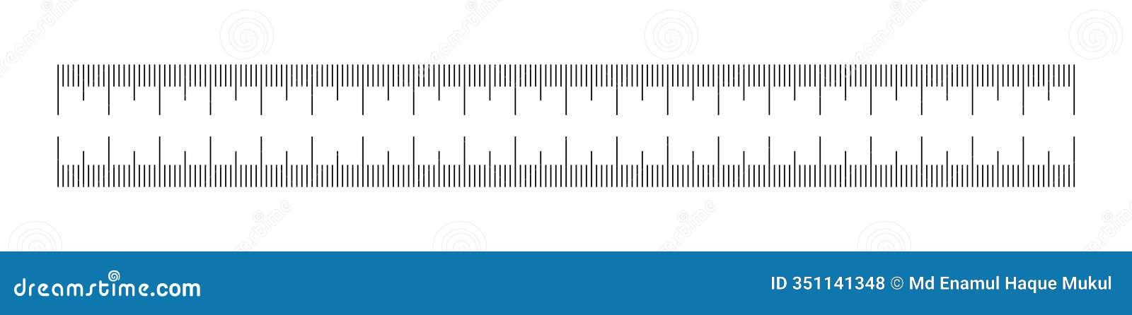 Two Parallel Ruler Measuring Scales on a White Background. Stock ...