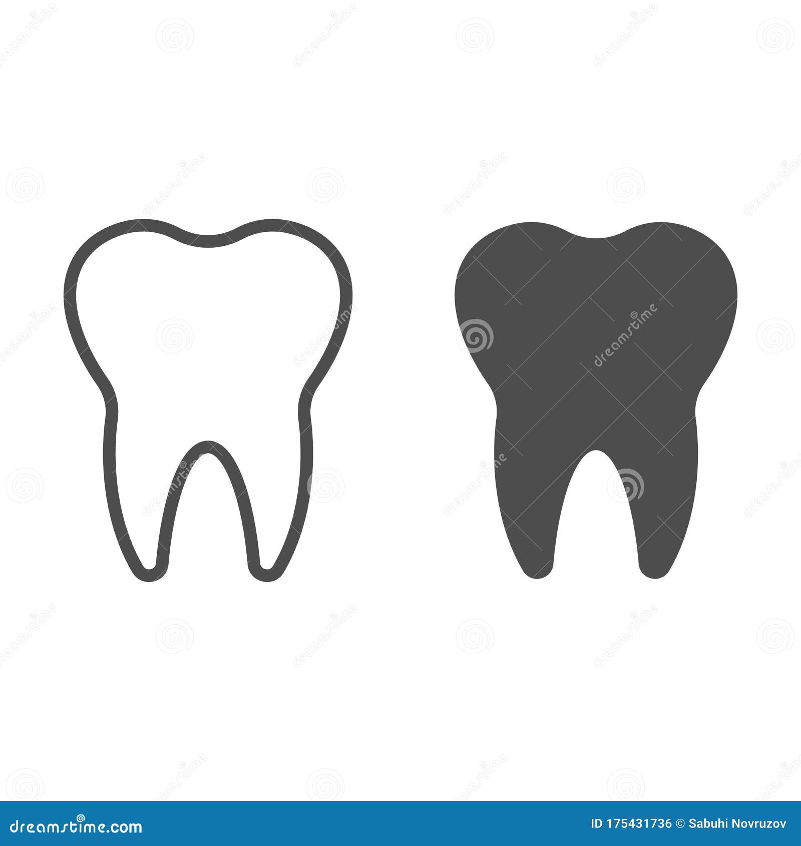 Clean Single Tooth with Root Line and Solid Icon. Teeth Care Symbol ...