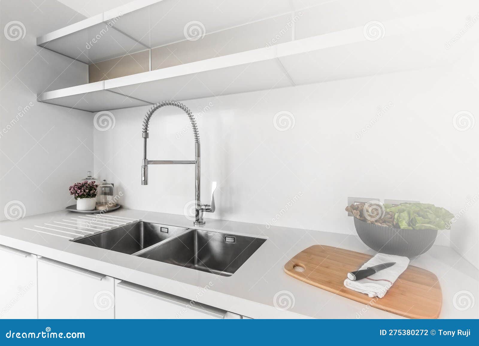 Clean Sink with White Light in the Kitchen, Concept of Cleanliness and ...