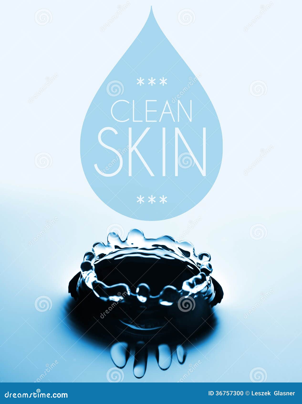 Clean Skin Concept with Water Drop and Splash Stock Illustration ...