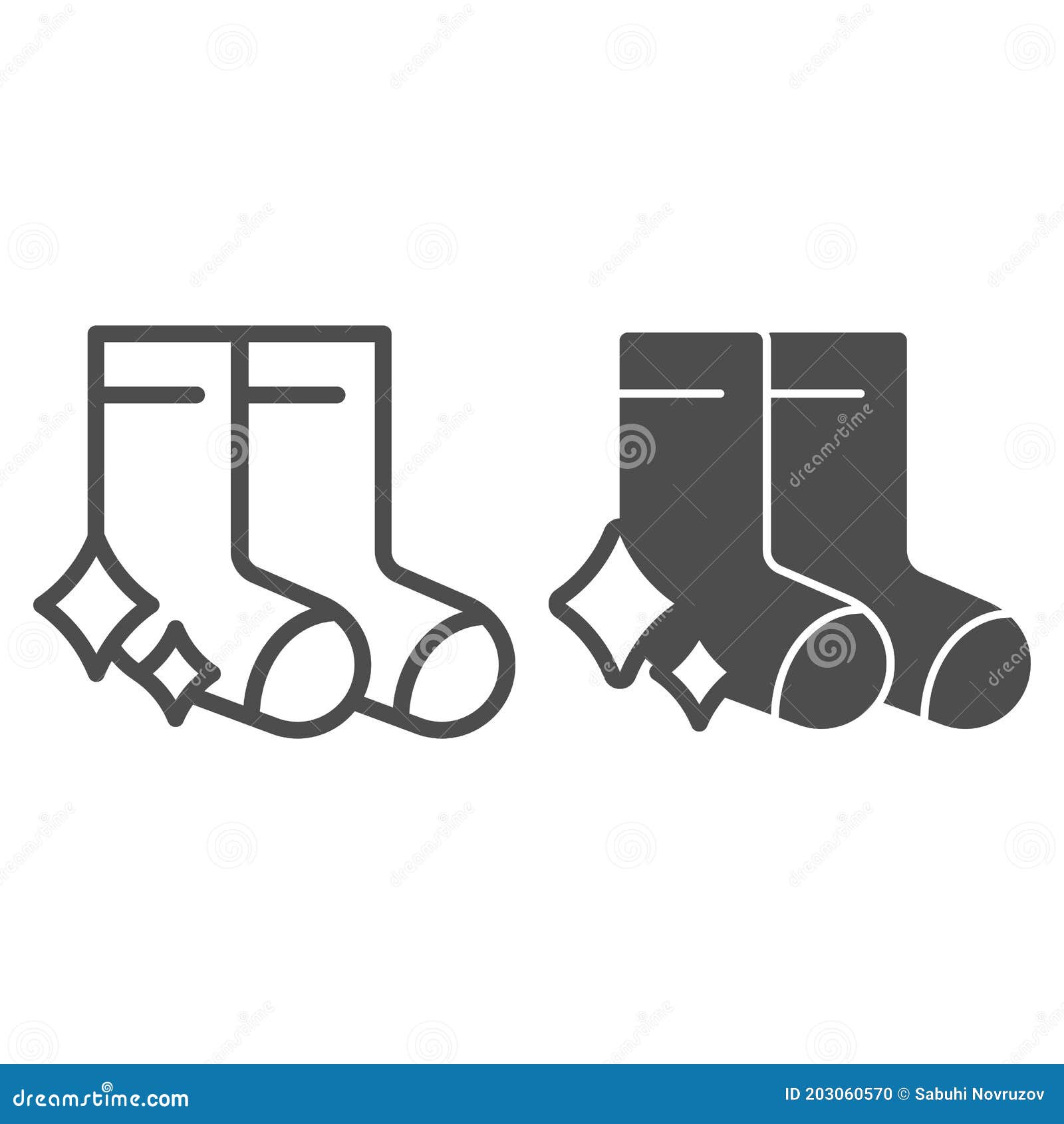 Clean Socks Line and Solid Icon, Hygiene Routine Concept, Clean Clothes ...