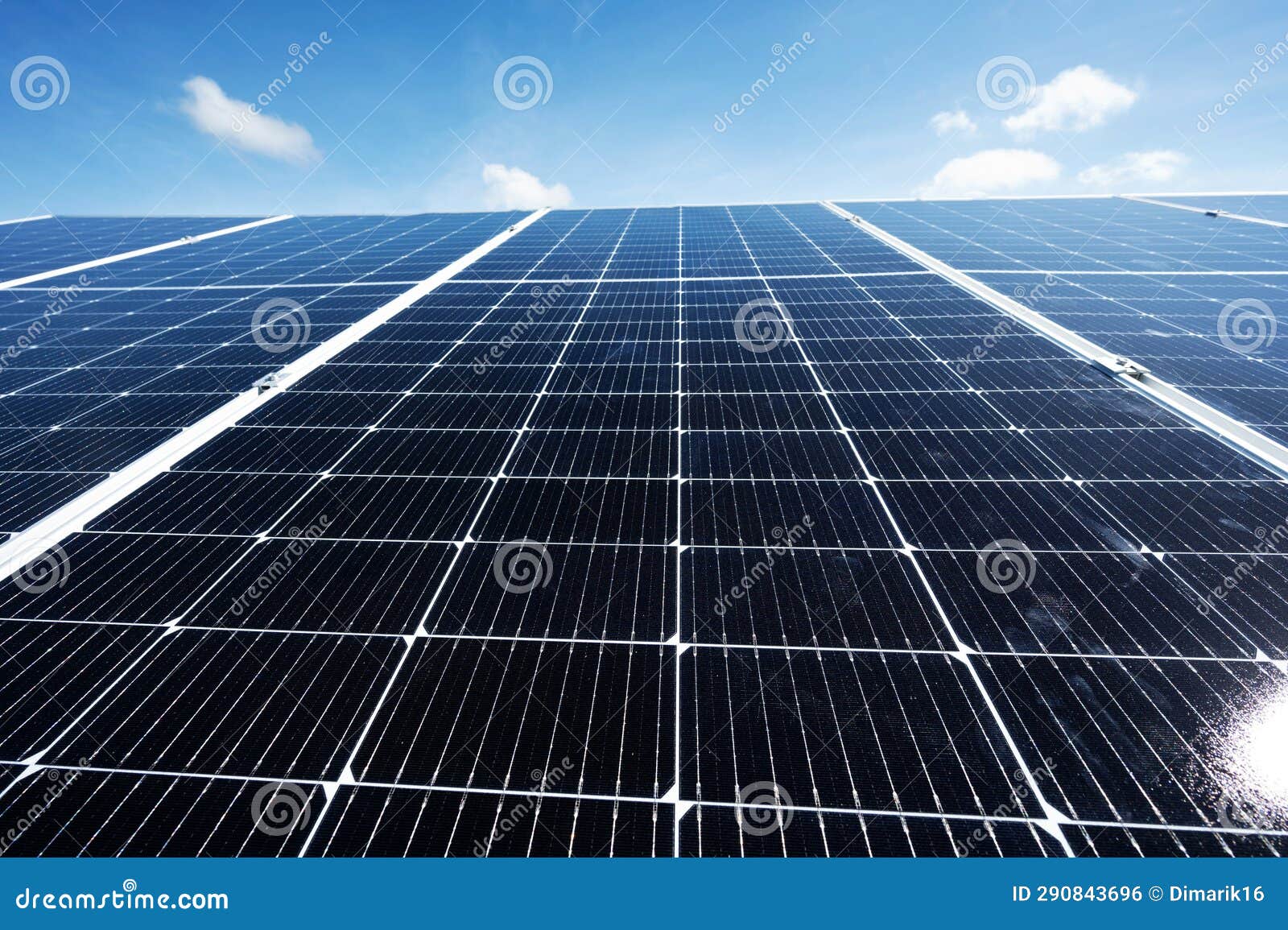 Clean Solar Panel Array on Blue Sky Background Stock Photo - Image of ...