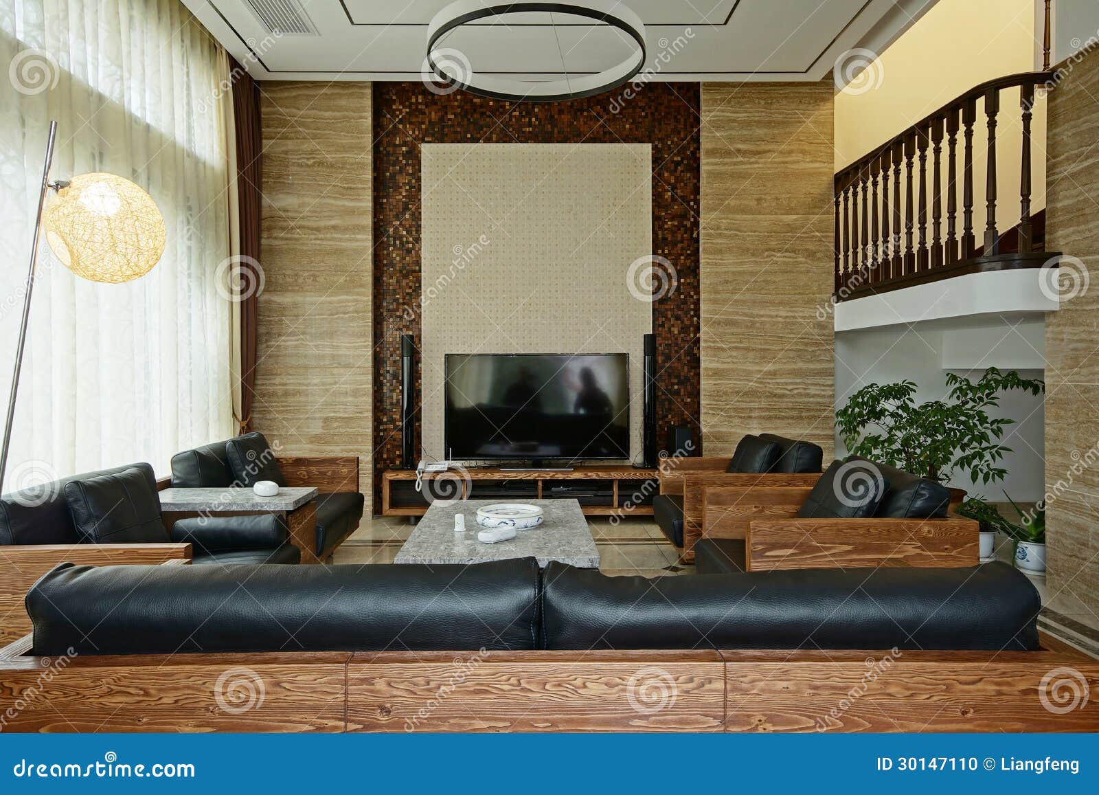 Spacious living room stock photo. Image of hdtv, leisure - 30147110