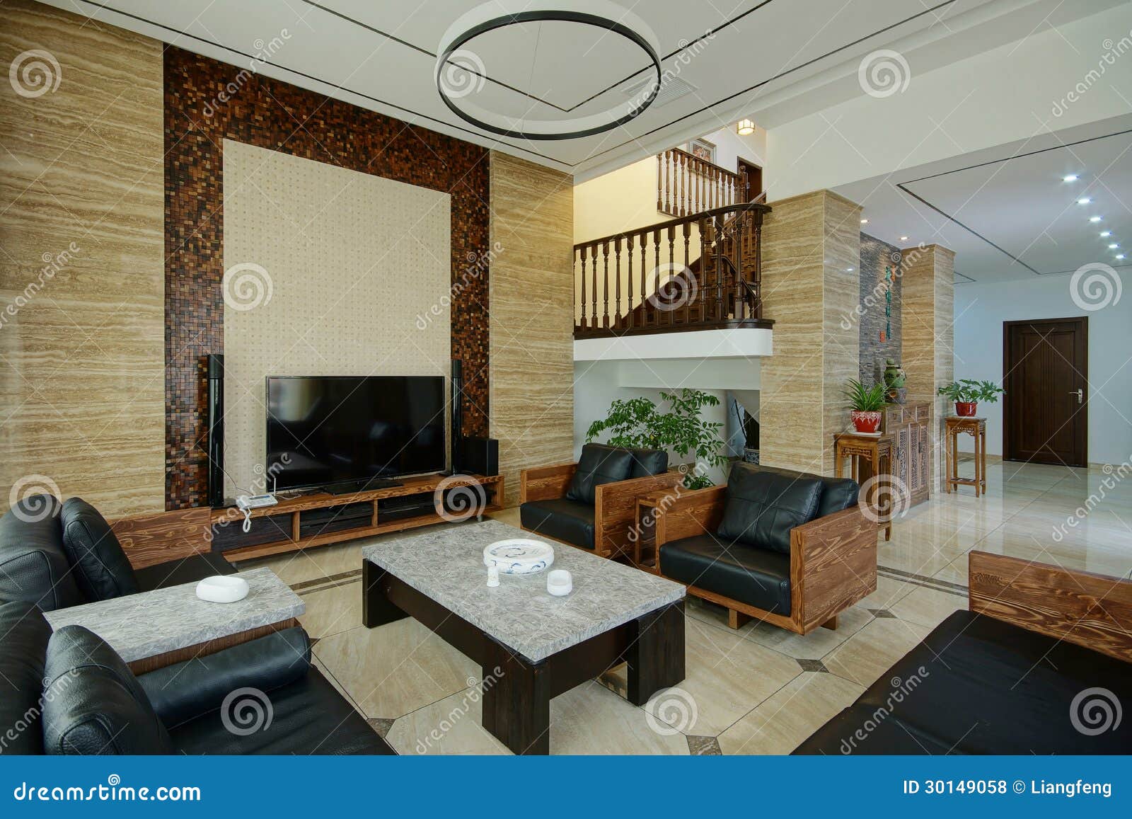 Spacious living room stock photo. Image of room, hdtv - 30149058