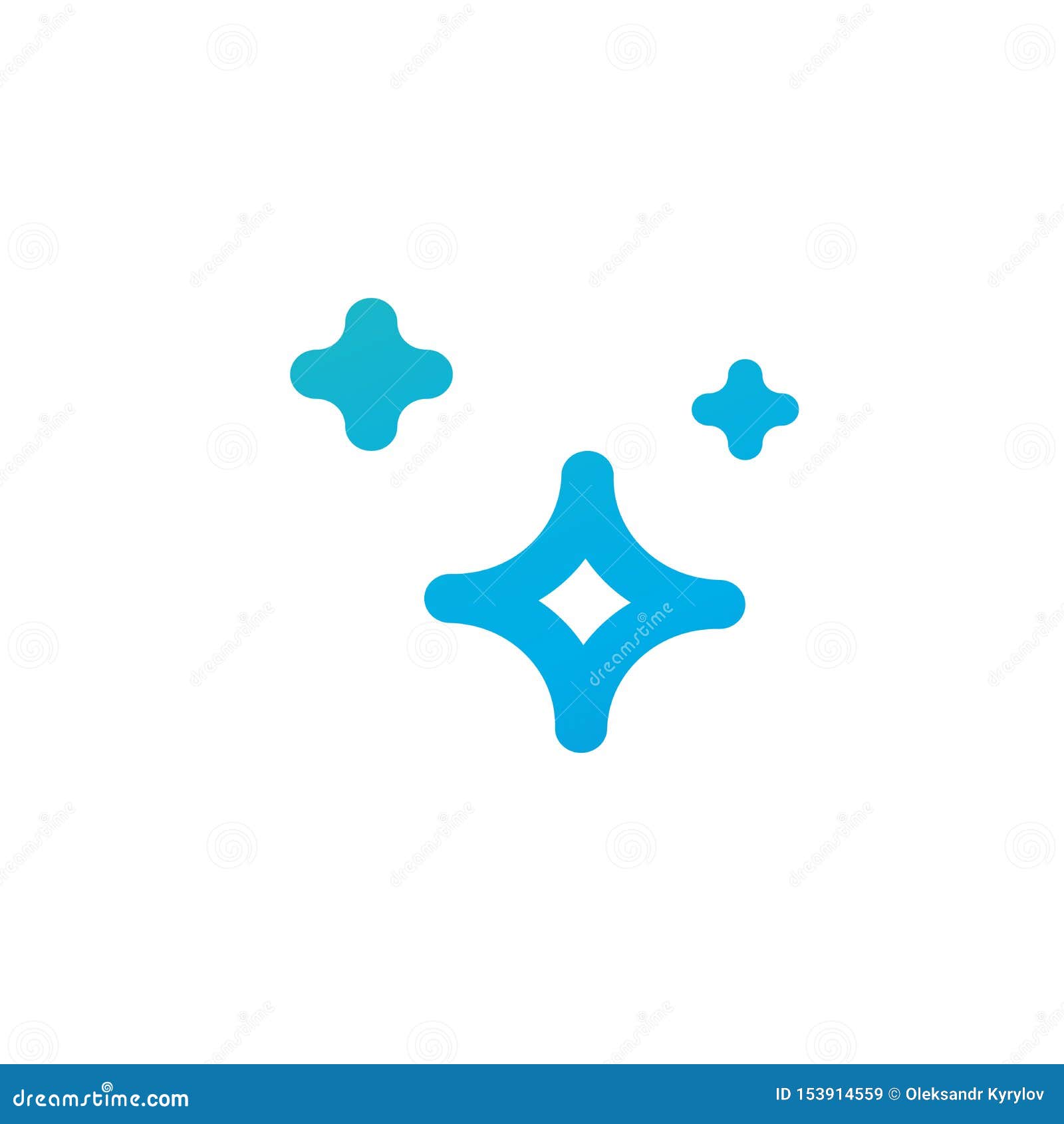 Clean Star Blue Icon. Flat Vector Cartoon Illustration. Objects ...