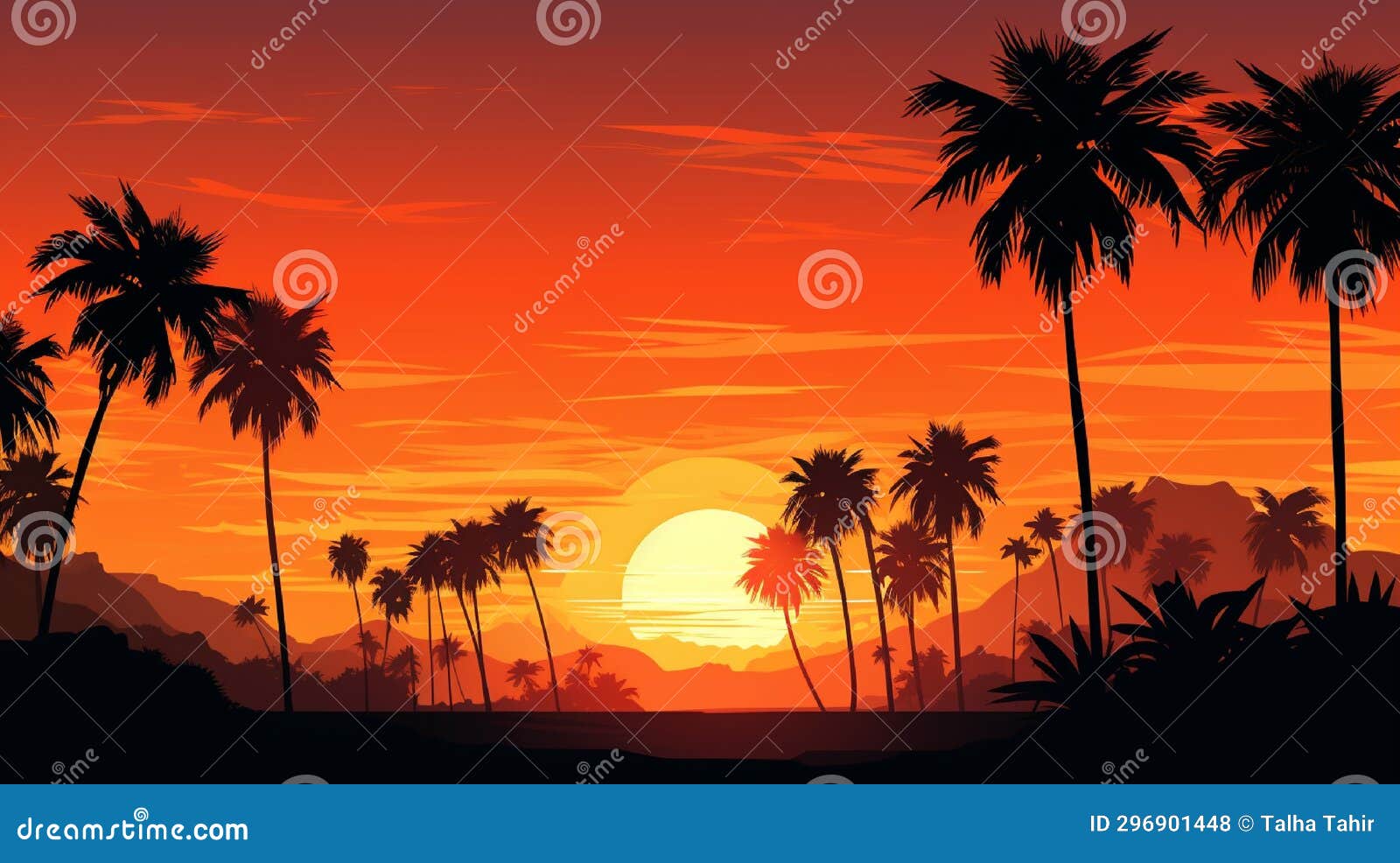 A Clean Sunset Background, Featuring a Fiery Orange Sky Stock ...
