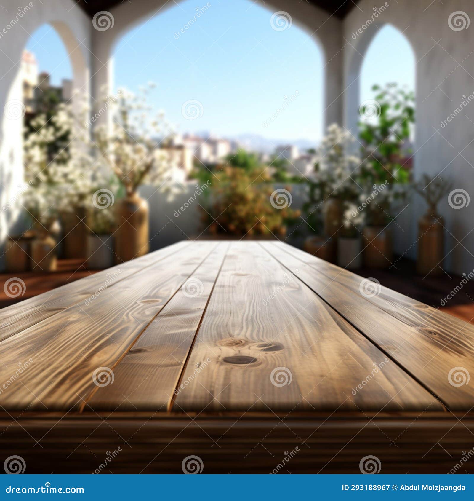 Clean Table Backdrop with a Softly Blurred Outside View Stock ...