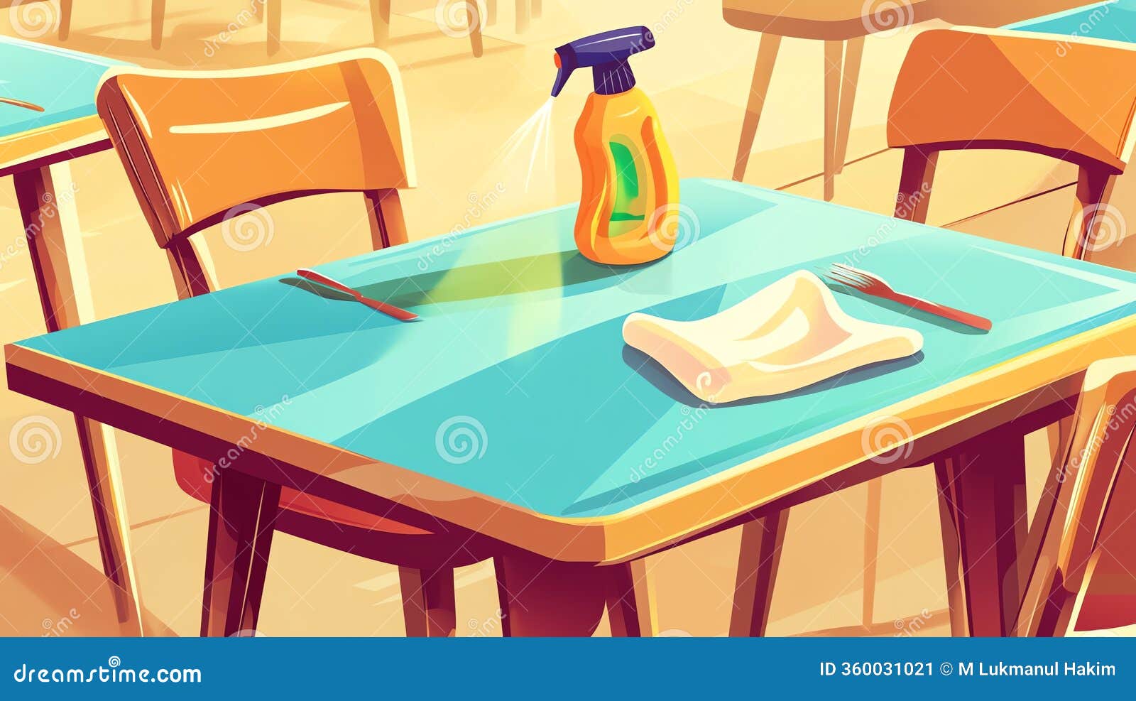Clean Table Illustration: Restaurant Sanitization Stock Image - Image ...