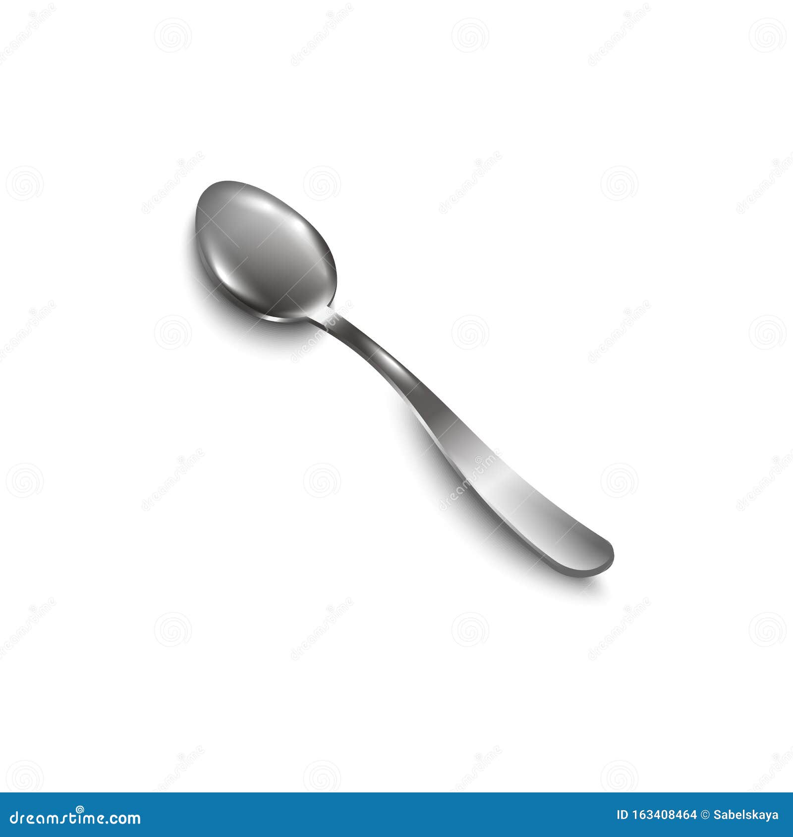 Clean Teaspoon or Soup Spoon Top View, 3d Realistic Vector Illustration ...