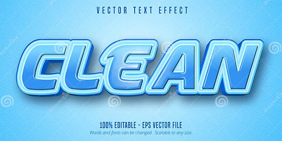 Clean Text, Blue Editable Text Effect Stock Vector - Illustration of ...