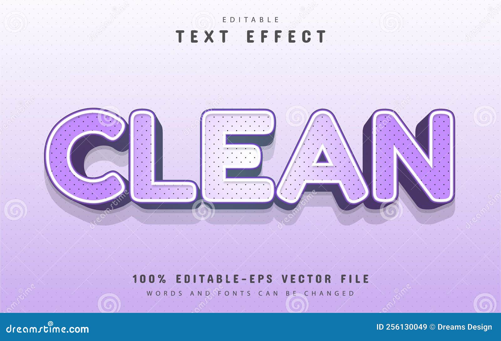 Clean Text, Cartoon Style with Dots Text Effect Stock Vector ...