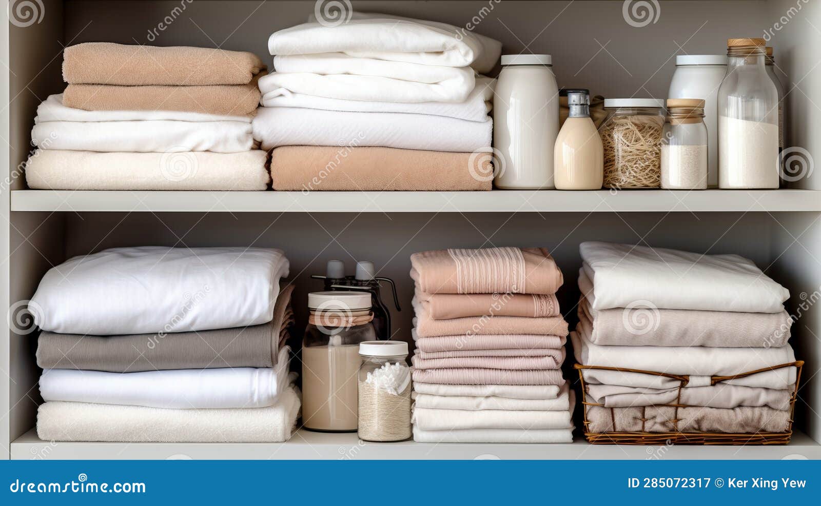A Clean and Tidy Linen Closet with Shelves Stock Illustration ...