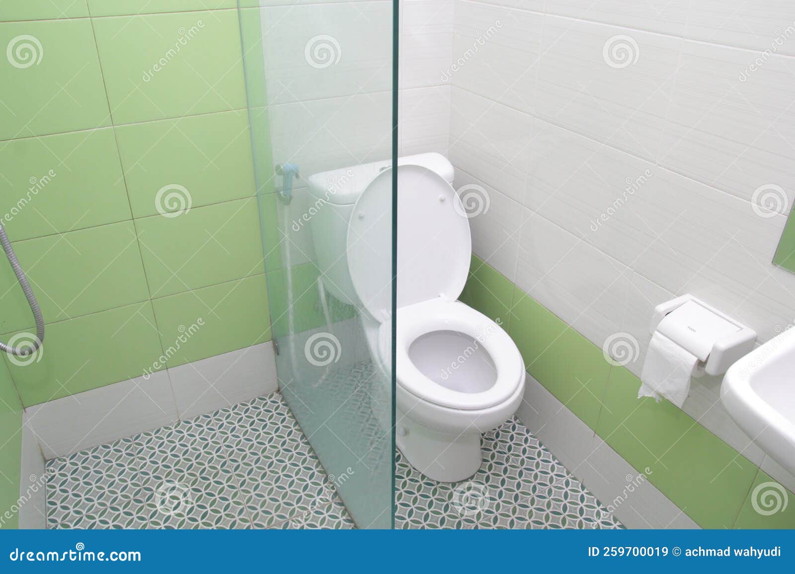 Clean Toilet with Glass Partition Stock Image - Image of toilet, paper ...