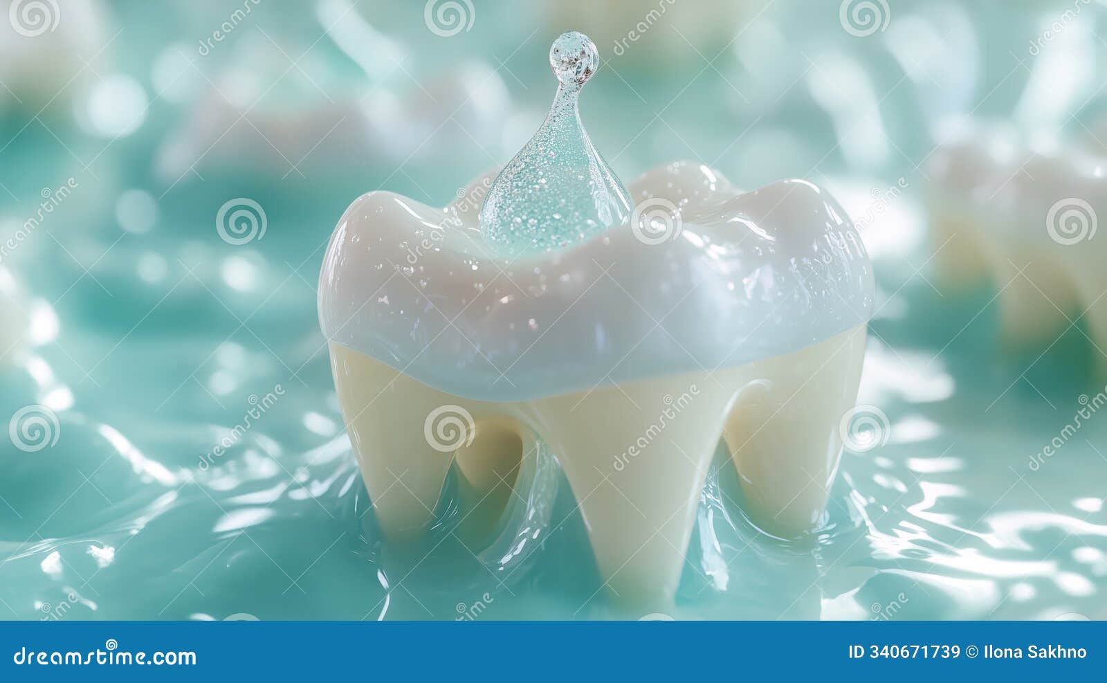 A Clean Tooth with a Sparkling Water Drop Stock Illustration ...