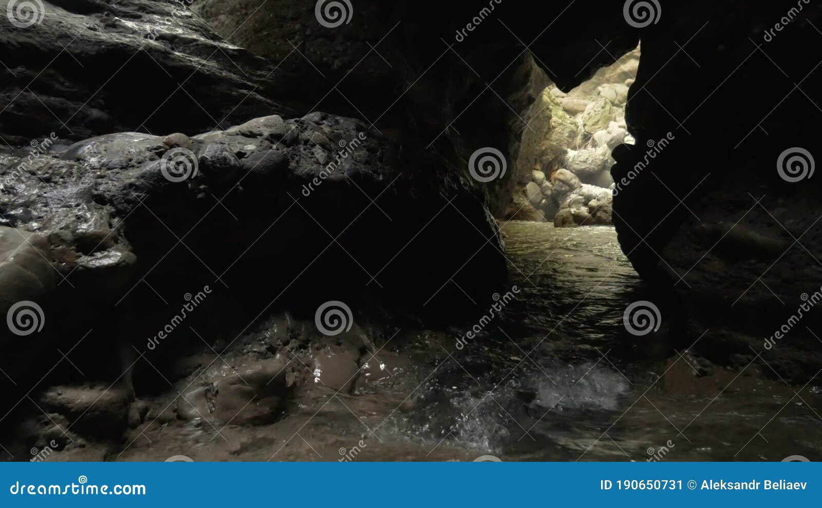 Clean Underground River Flows in a Canyon Stock Video - Video of cold ...