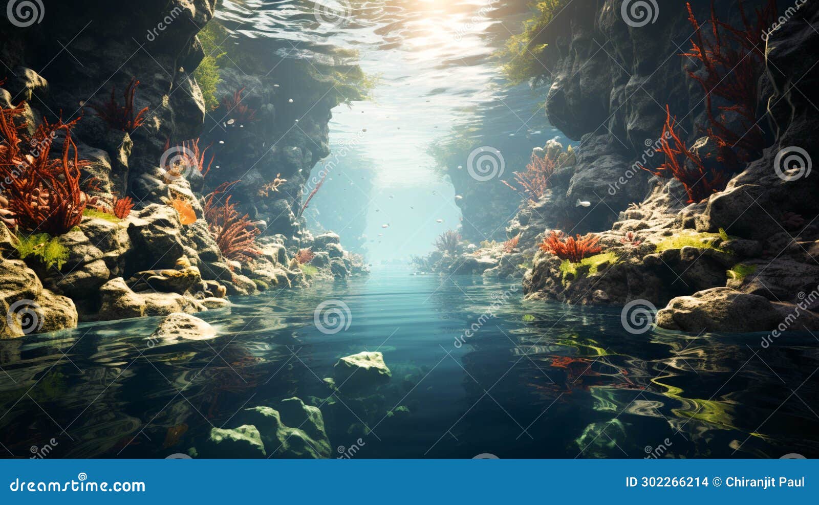 Clean Underwater Environment Scenery Stock Photo - Image of sunbeam ...