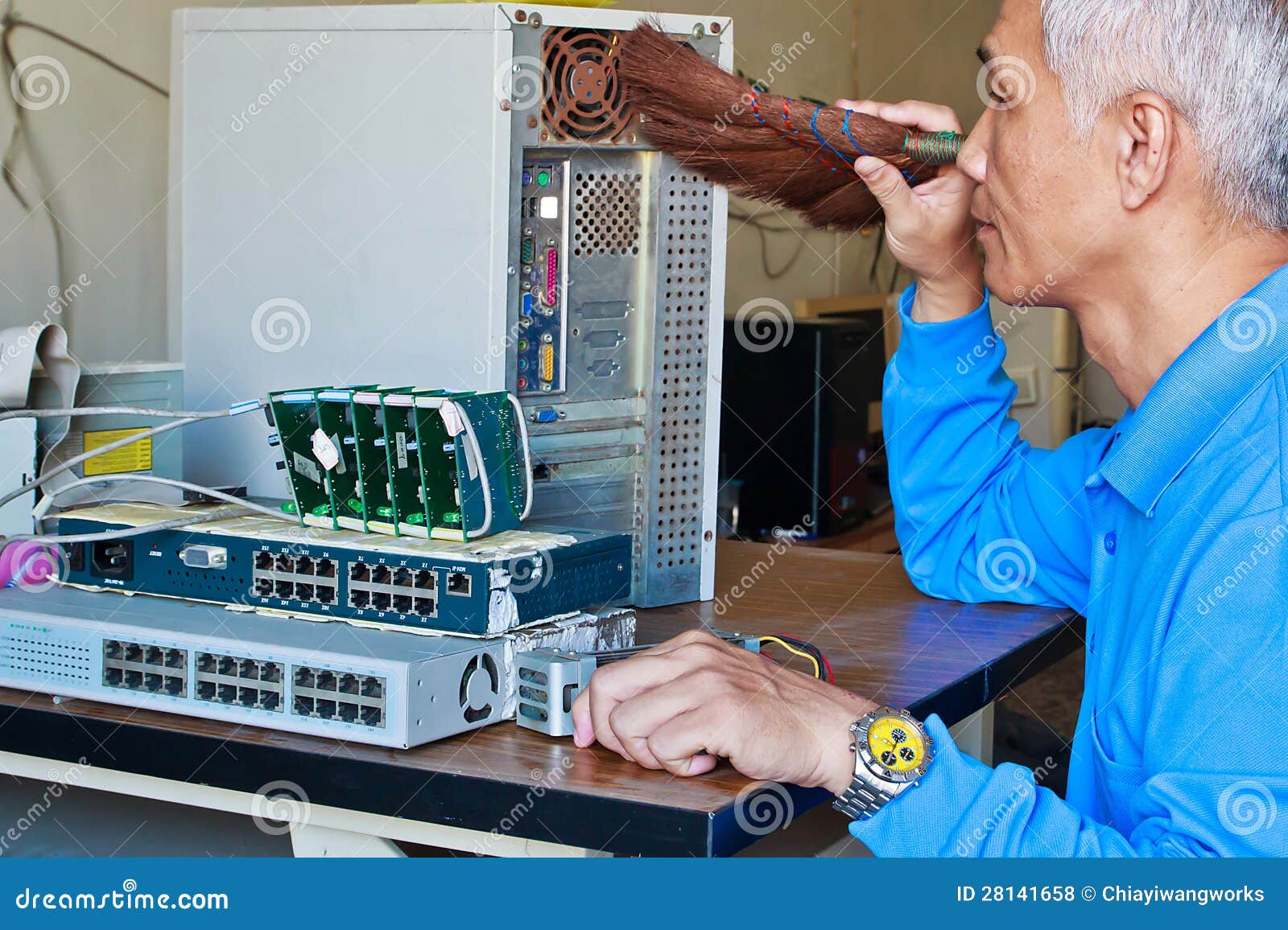Clean Up the Computer S Man Stock Photo - Image of environment ...