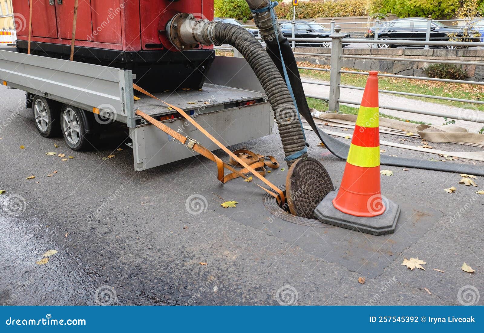 Clean Up Sewerage Pipelines Stock Photo - Image of manhole, truck ...