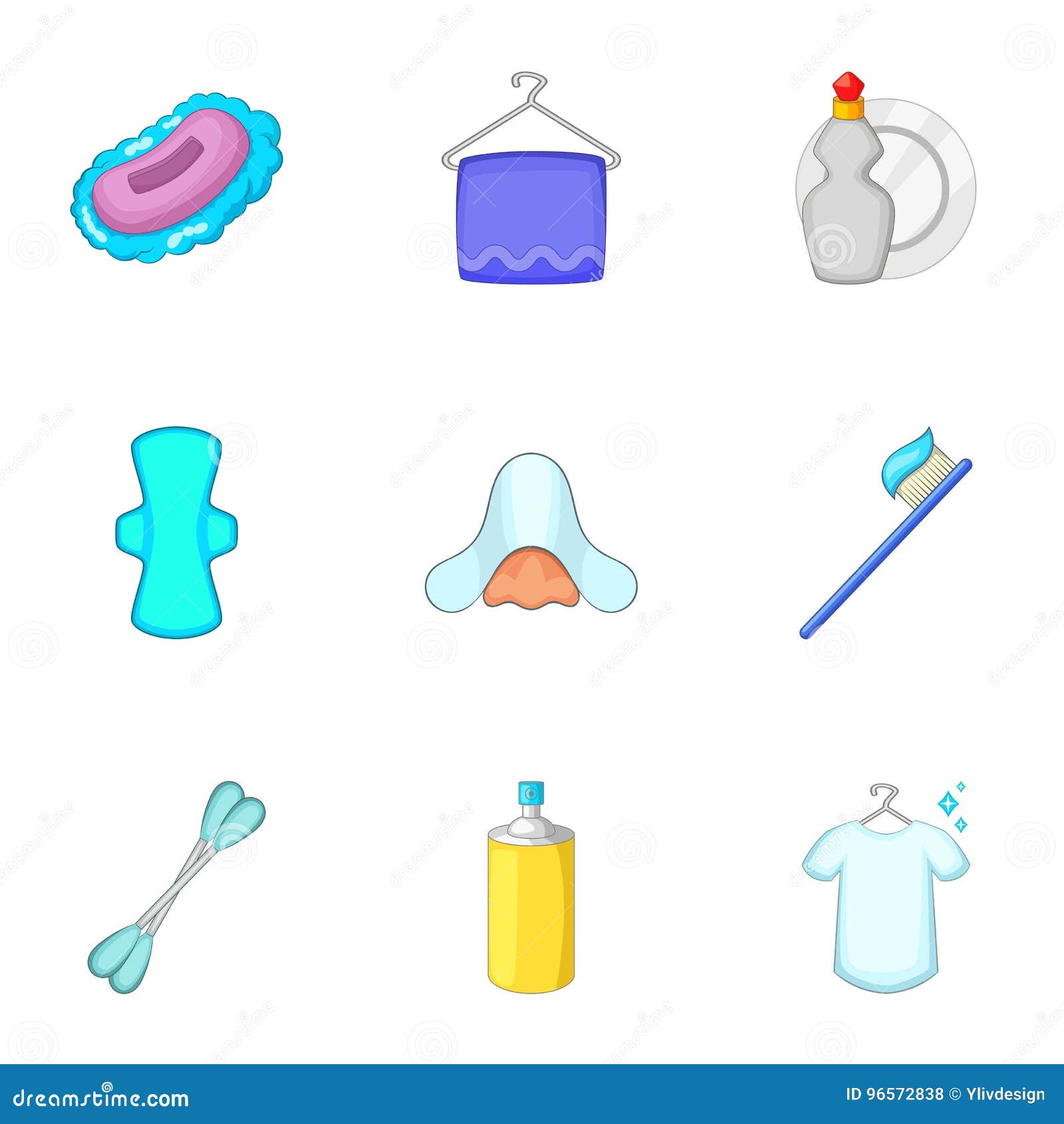 Clean Up Things Icons Set, Cartoon Style Stock Vector - Illustration of ...