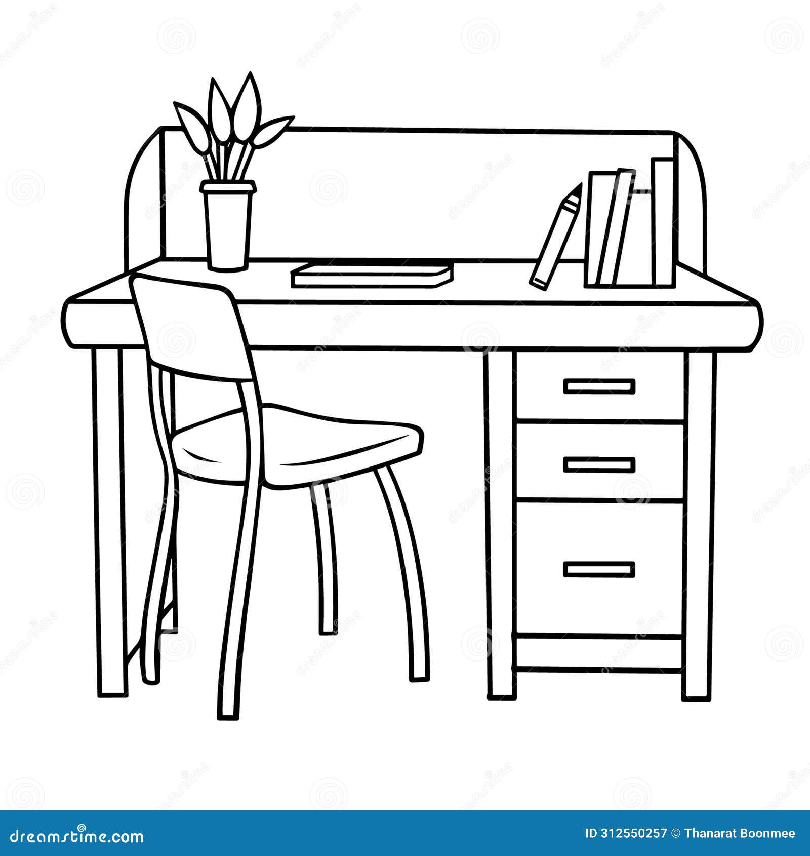 Clean Vector Outline of a Desk Icon for Versatile Applications Stock ...