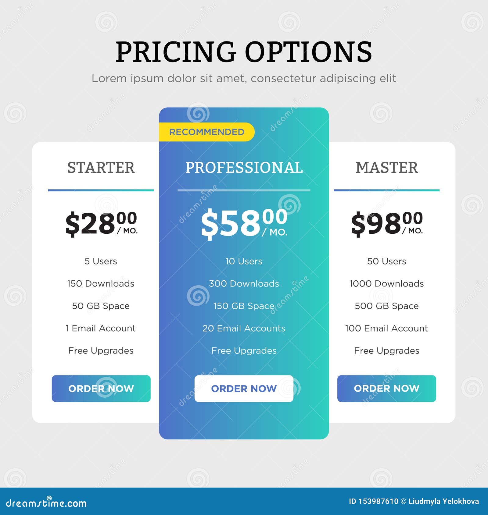 Clean Vector Pricing Options Design Stock Illustration - Illustration ...